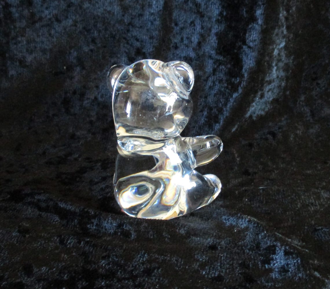 Vintage Miniature Oneida Crystal Teddy Bear Figurine, Small Glass Teddy ...