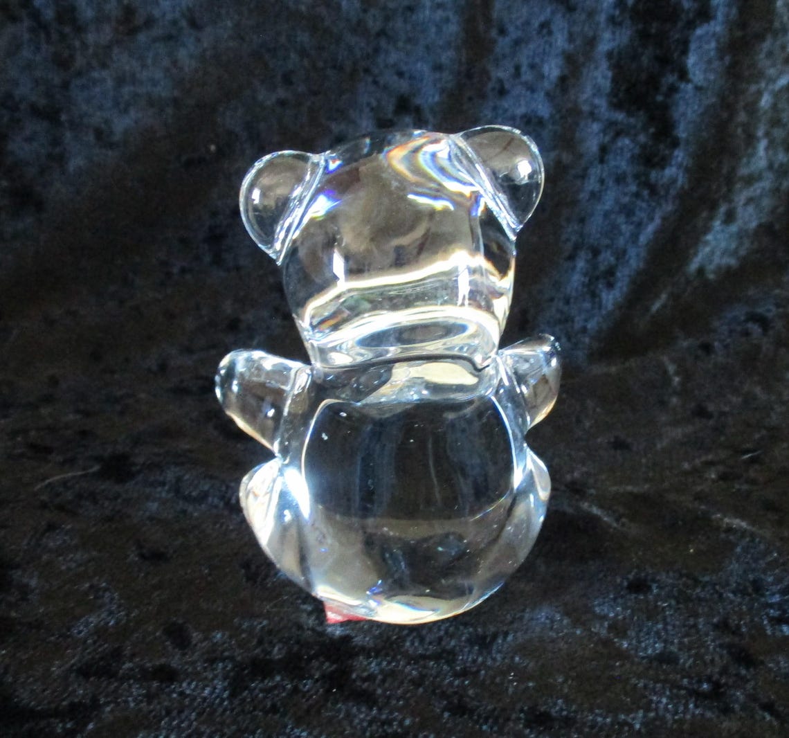 Vintage Miniature Oneida Crystal Teddy Bear Figurine, Small Glass Teddy ...