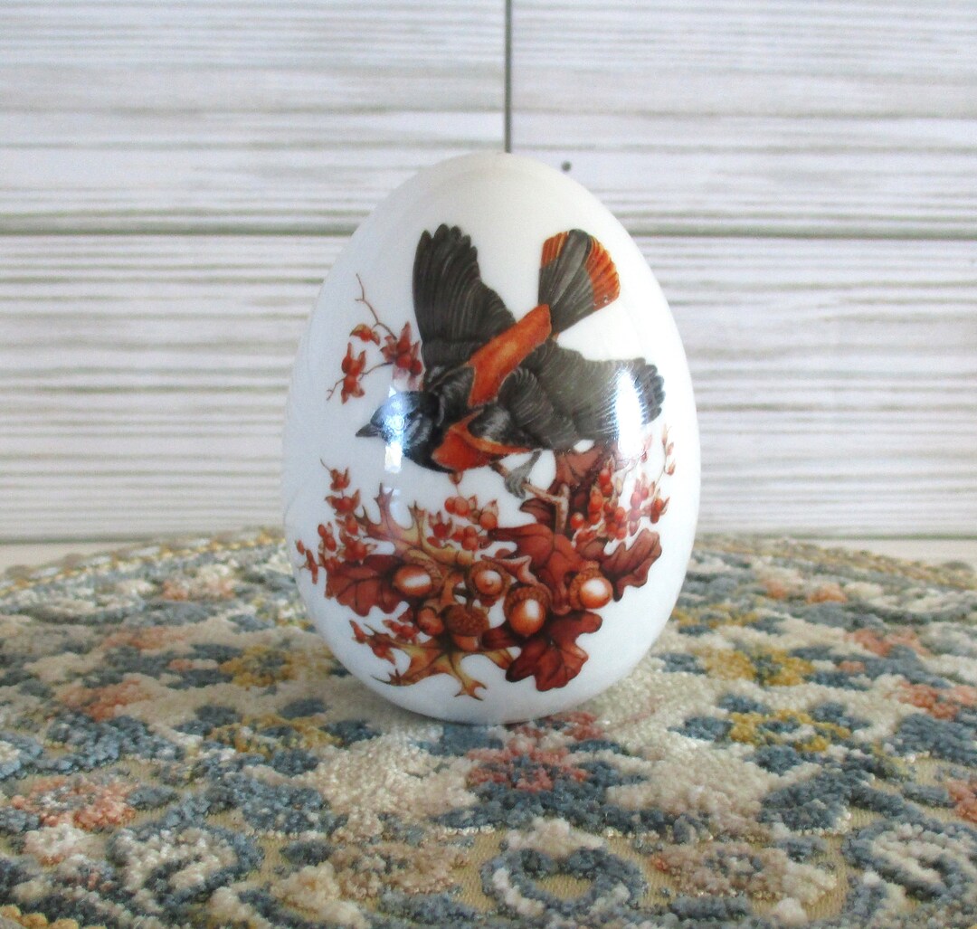 Vintage Avon Ceramic Egg, Autumn Color Egg, Fall Season Egg With Bird ...