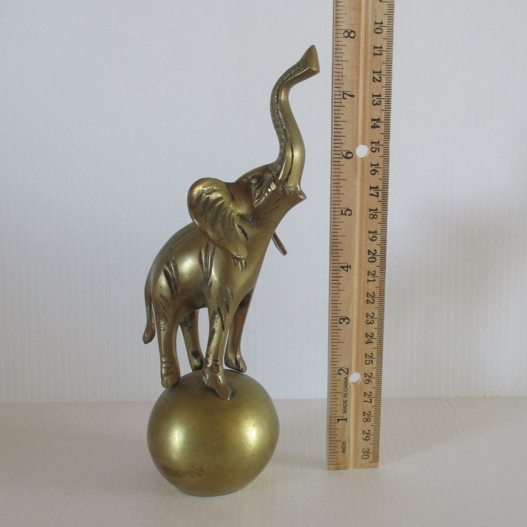 Vintage Brass Elephant Figurine, Circus Elephant Balancing on Ball - Etsy