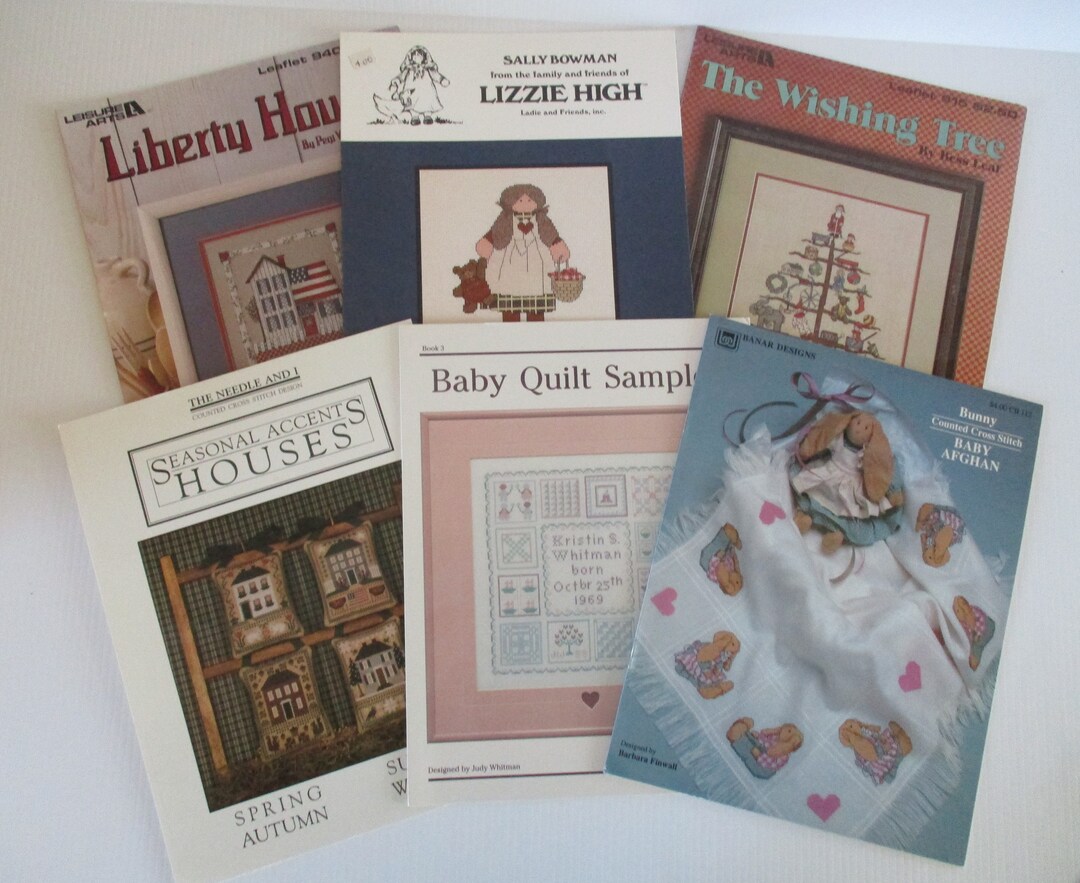 Set of 6 Vintage Cross Stitch Pattern Leaflets, Booklets, Samplers ...