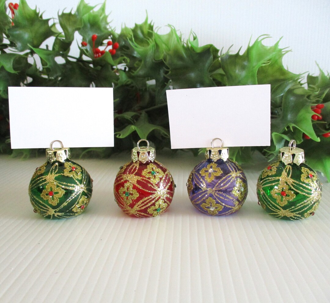 Set of 4 Christmas Ornament Place Card Holders - Etsy