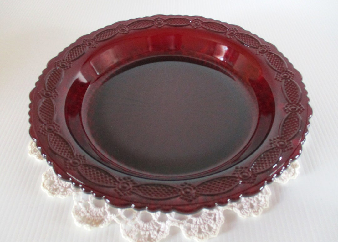Vintage Avon Ruby Red Glass Pie Plate, Cape Cod Collection, Serving ...