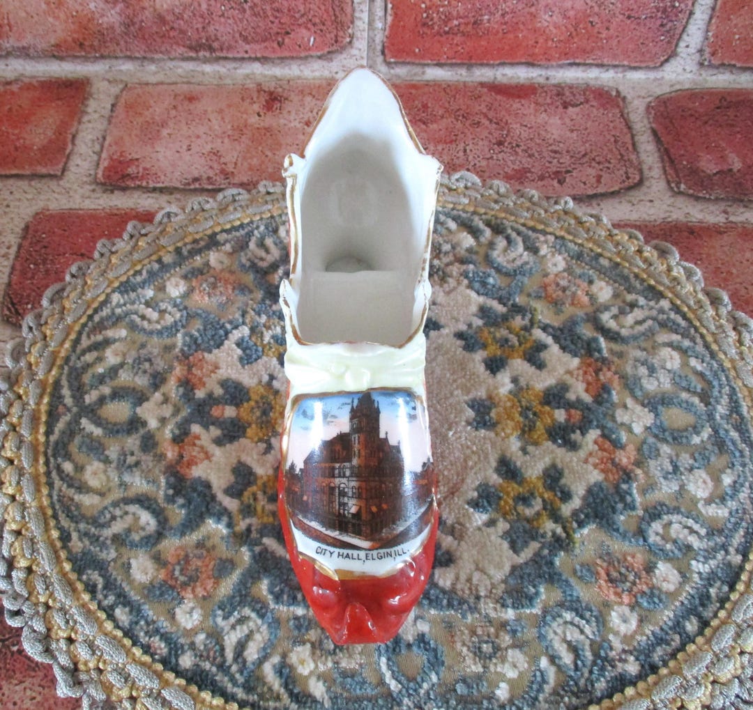 Vintage Souvenir Fancy Slipper Shoe, Porcelain Slipper, City Hall ...