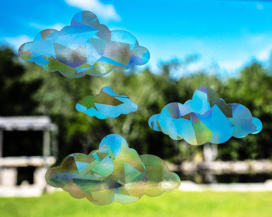 CLOUDS Window Cling, Suncatcher Sticker, Pack of 4, Rainbow Prism ...