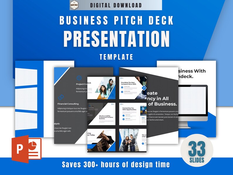 33 Slide Deck Business Pitch Presentation Powerpoint Template ...