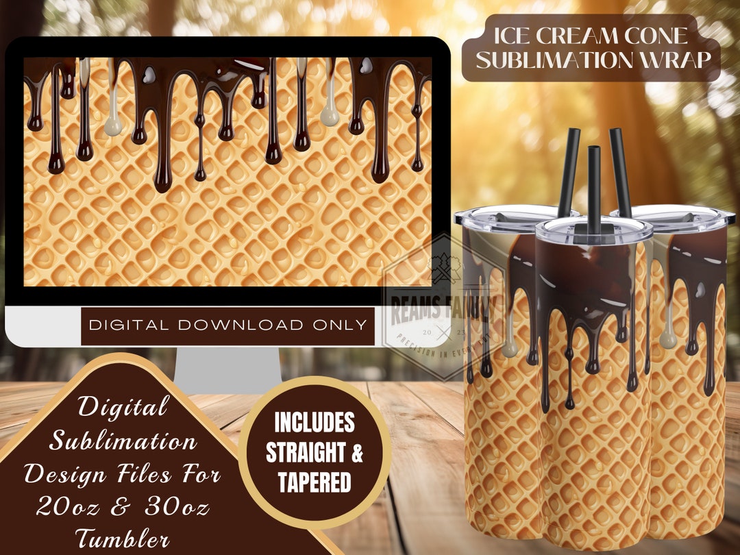 Melting Ice Cream Cone 20 Oz Skinny Tumbler Sublimation Design - Etsy