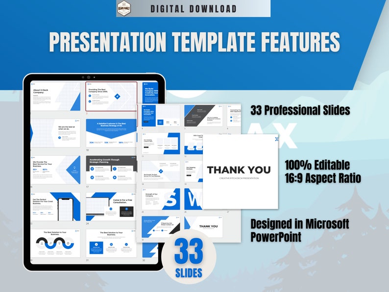 33 Slide Deck Business Pitch Presentation Powerpoint Template ...