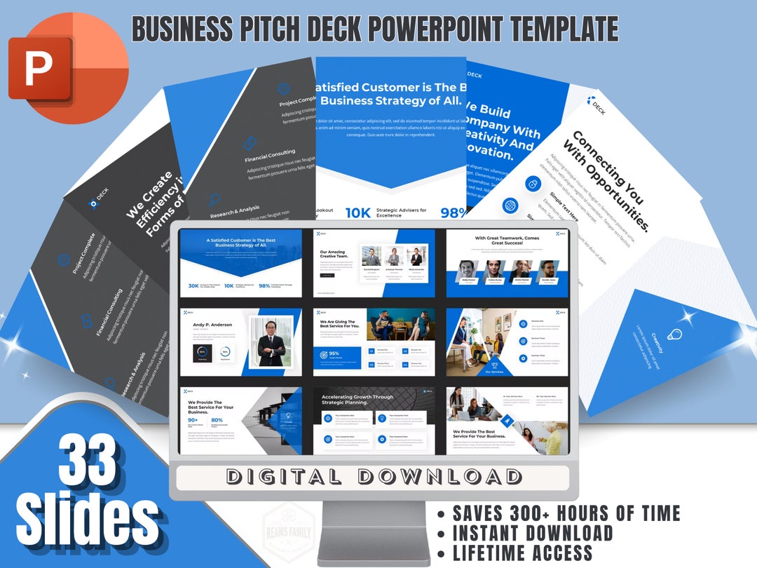 33 Slide Deck Business Pitch Presentation Powerpoint Template ...