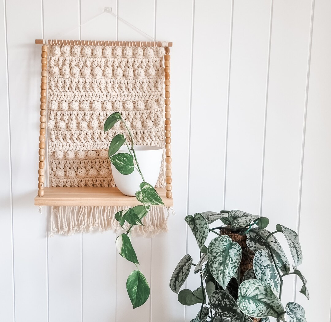 DIGITAL CROCHET PATTERN // Crochet Wall Hanging Shelf // Crochet Wall ...