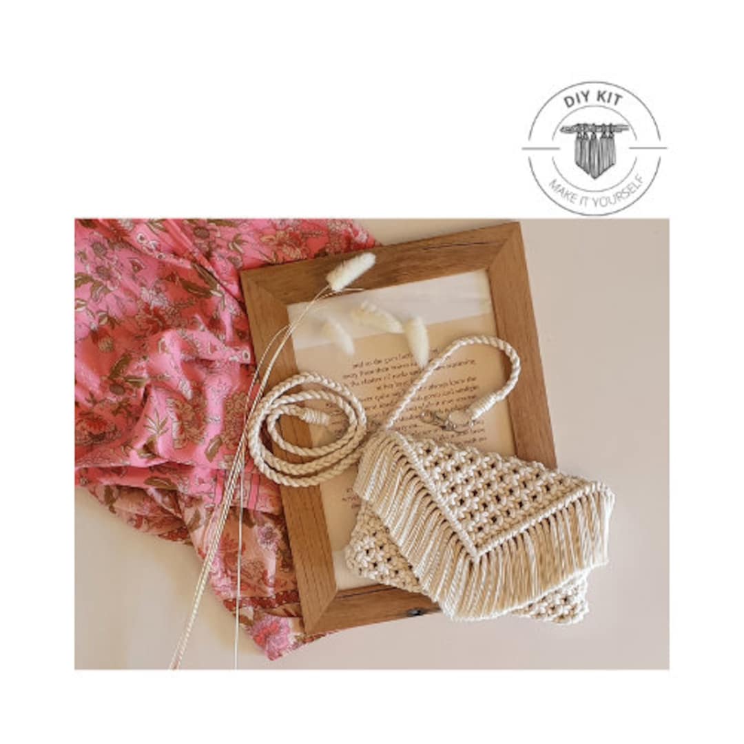 DIY KIT Macrame Summer Bag// Macrame Clutch // Macrame Bag // Craft Kit ...