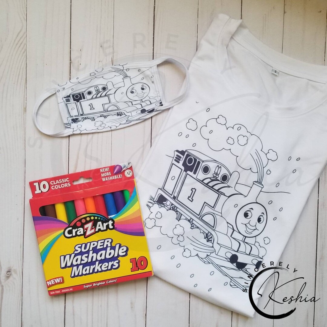 Kids Coloring Book Face Mask -washable Markers Included- NO Metal Nose ...