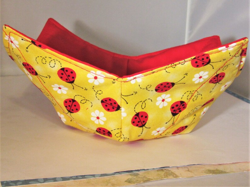 Red Lady Bug With Yellow Background Reversible Bowl Cozy - Etsy