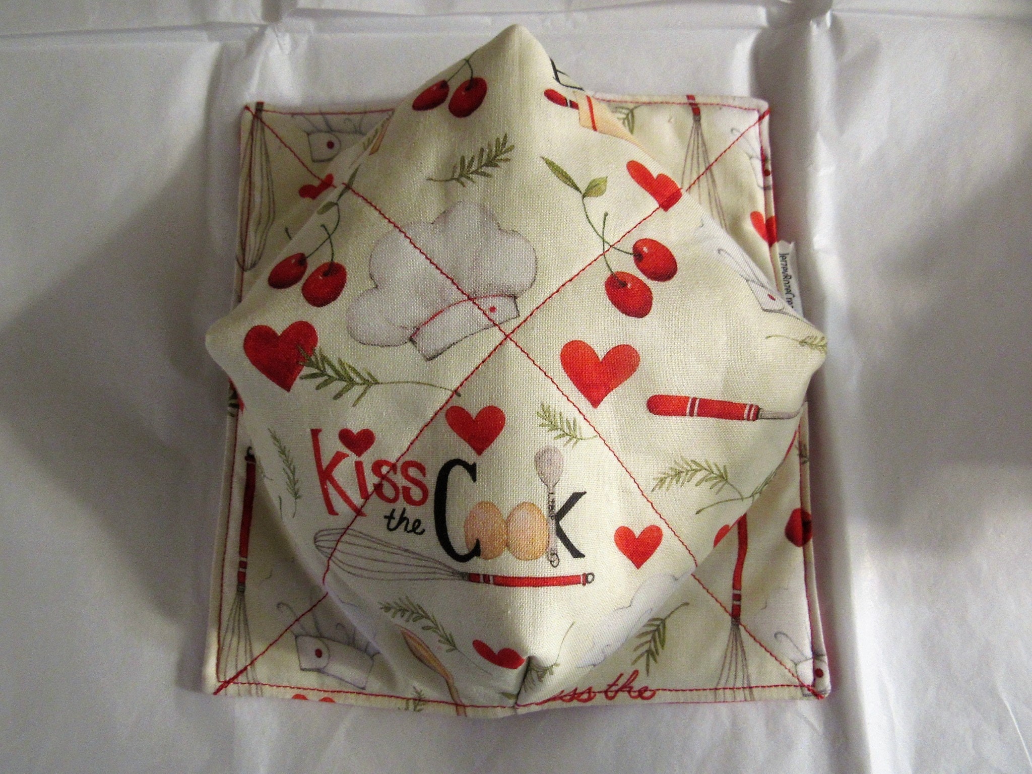 Kiss the Cook and Bless the Baker Reversible Microwavable Bowl Cozy - Etsy