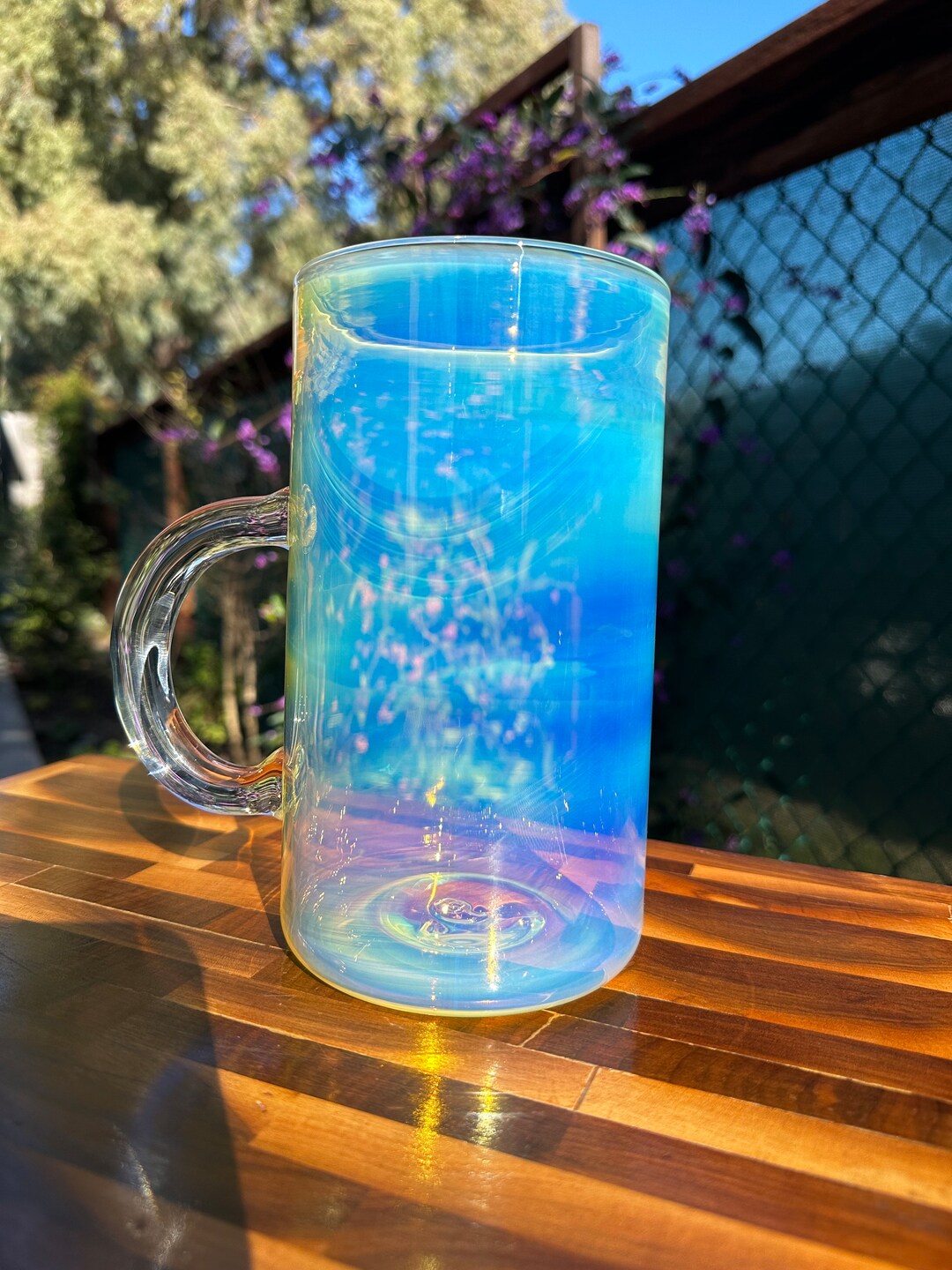 Color Changing Glass Mug Handblown Coffee and Tea Cup Iridescent Glass ...