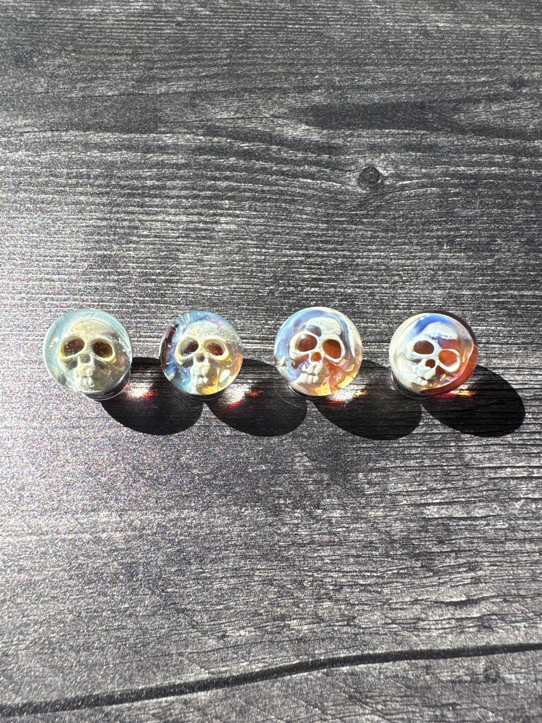 Hologram Skull Marble: Handmade Fumed Borosilicate Glass, 1" Diameter ...