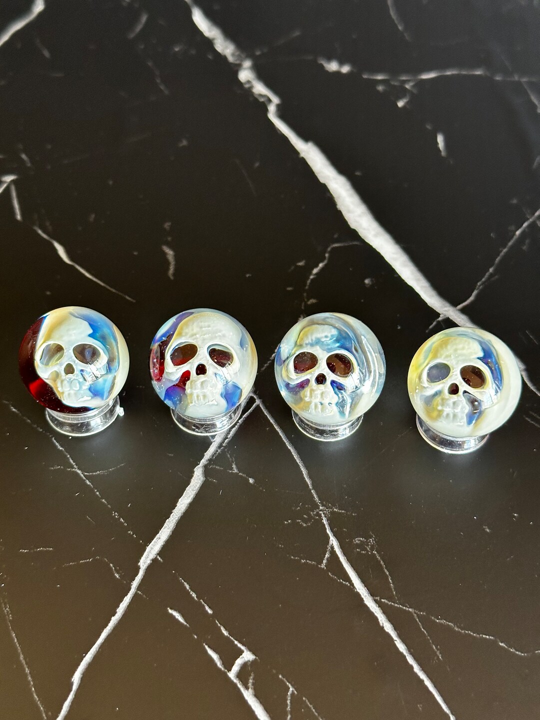 Hologram Skull Marble Fumed Skull Marble Handmade Borosilicate Glass ...