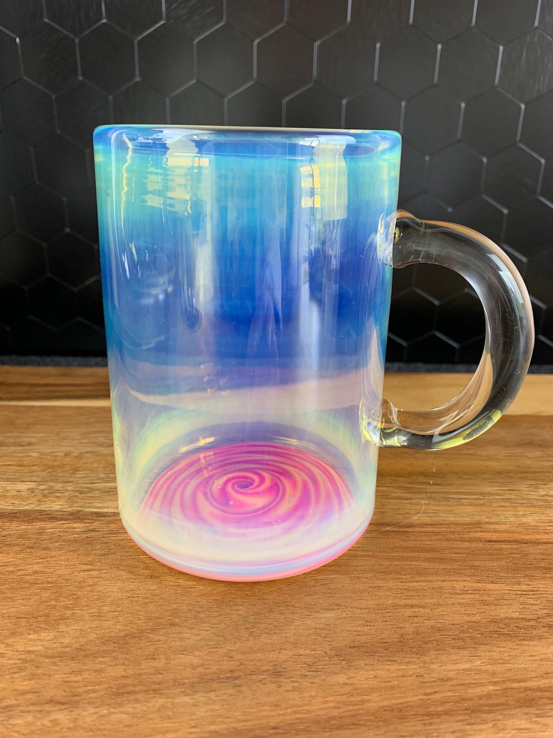 Color Enhancing Glass Mug Handblown Coffee Cup Iridescent Glass Mug ...