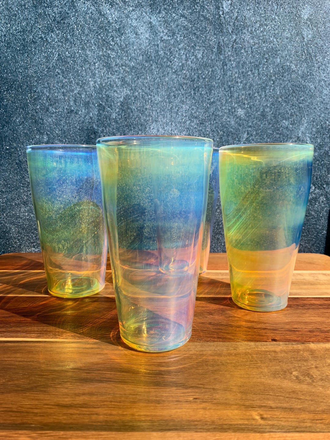 Iridescent Pint Glass: Handblown Color Changing Barware - Etsy