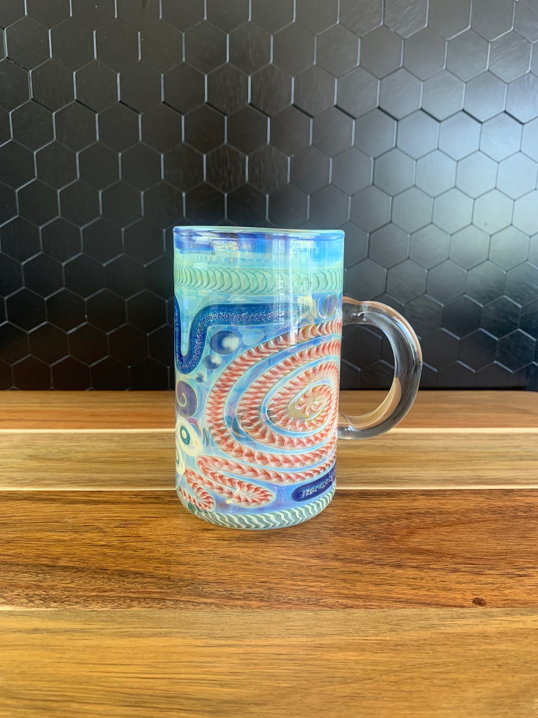 Color Changing Glass Mug Handblown Coffee and Tea Cup Iridescent Glass ...