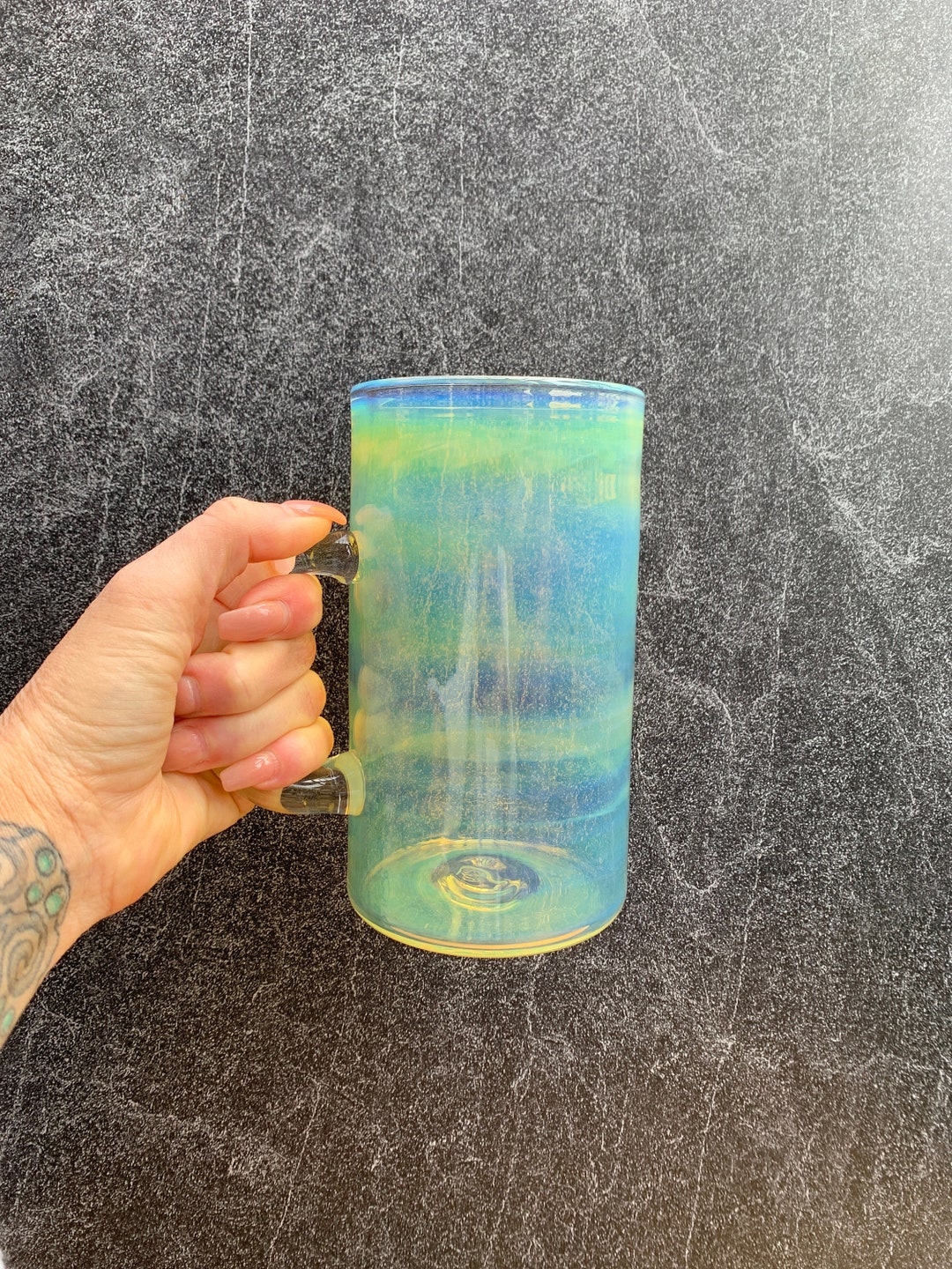Color Changing Glass Mug Handblown Coffee and Tea Cup Iridescent Glass ...