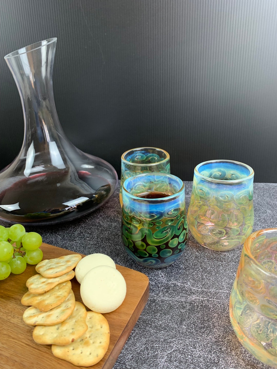 Color Changing Wine Glass Handblown Borosilicate Glass Elevated ...