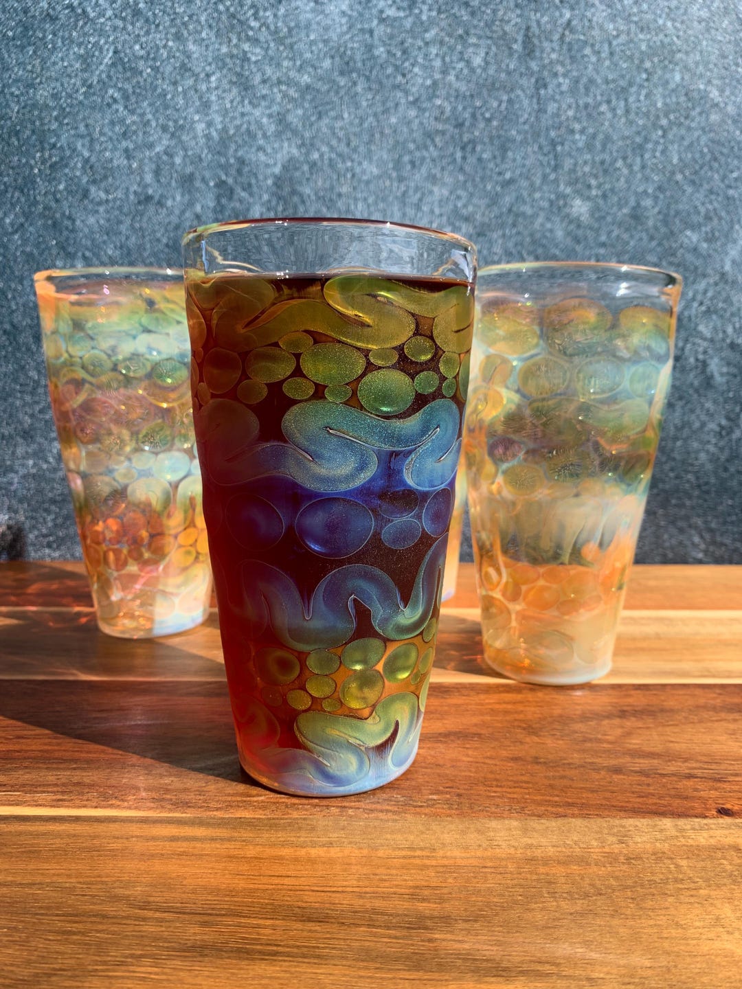 Custom Pint Glass Handblown Borosilicate Glass Color Changing Drinkware ...