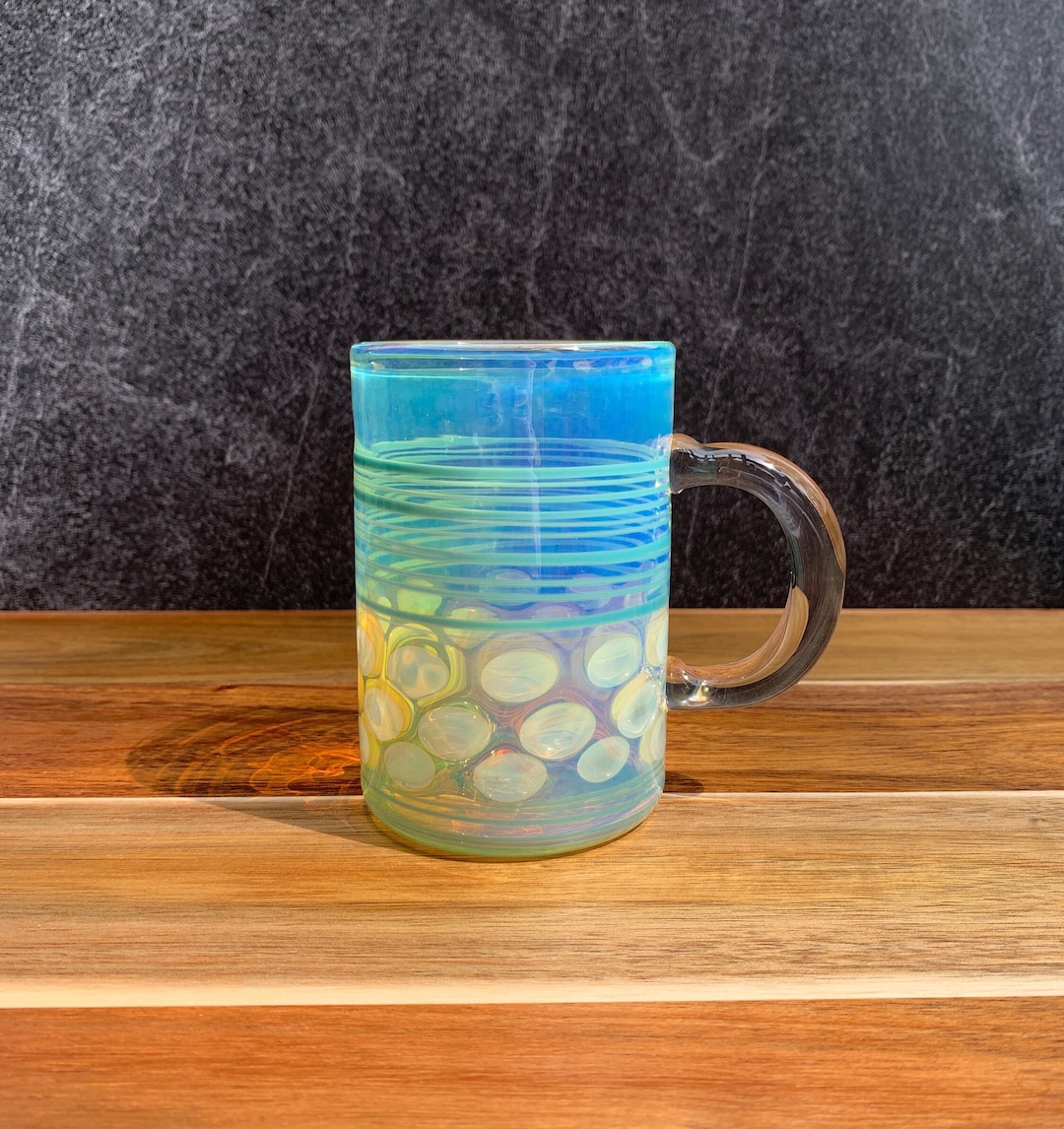 Handblown Iridescent Glass Coffee Mug: Borosilicate Tea Cup - Etsy
