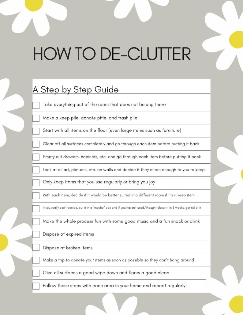 How to De-clutter Printable - Etsy