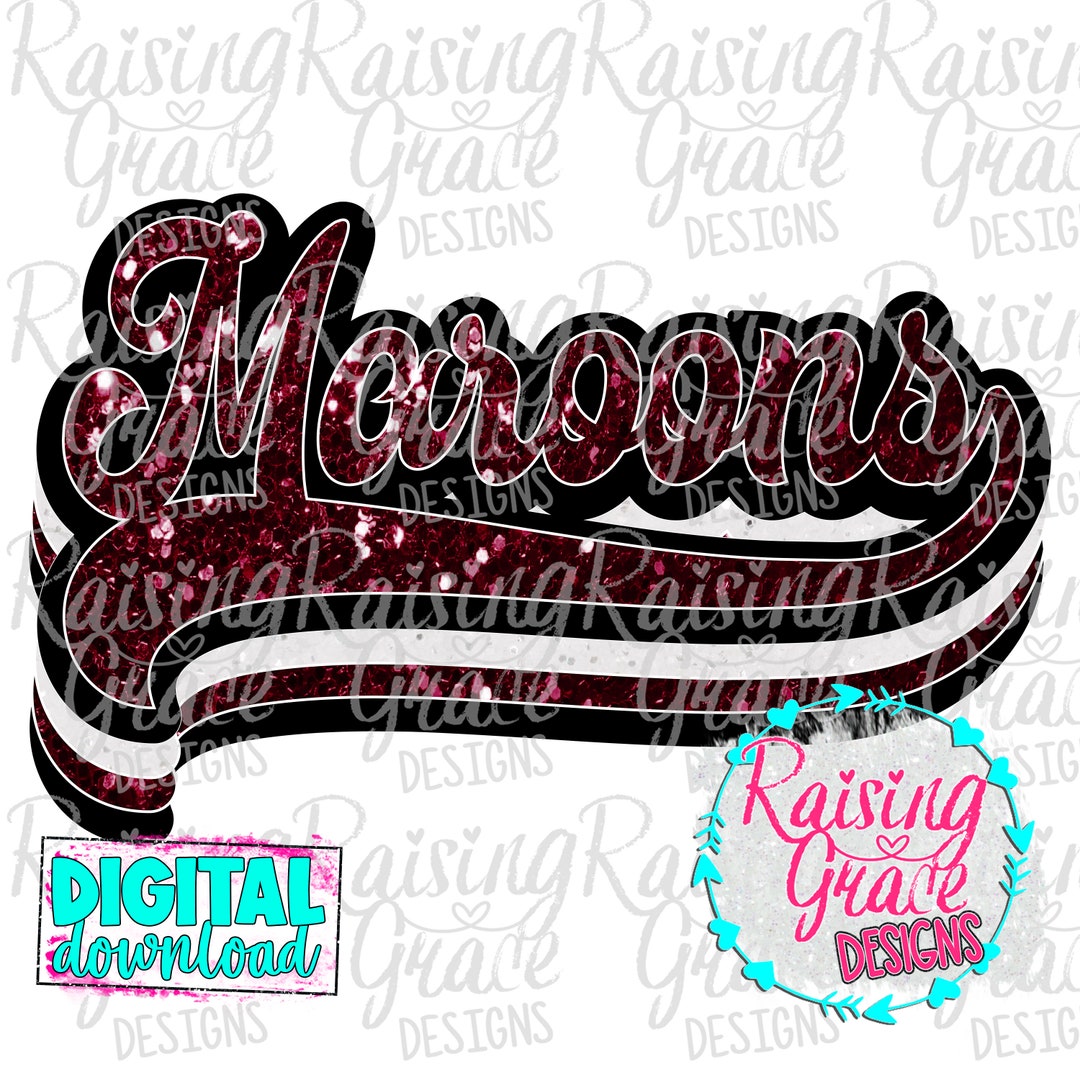 Maroons Retro - Maroon Glitter / Black / White Glitter - Sublimation ...