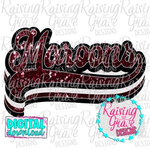 Maroons Retro - Maroon Glitter / Black / White Glitter - Sublimation ...