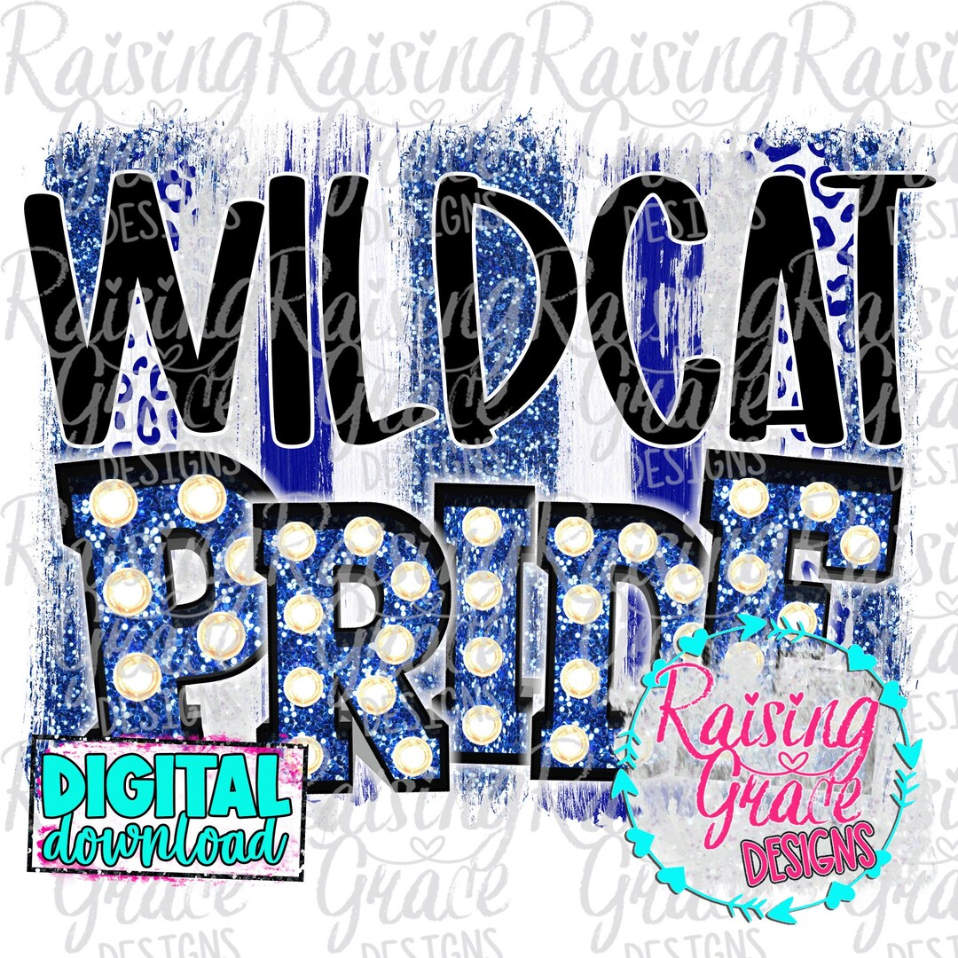 Wildcat Pride - Black / Royal Blue - Sublimation Design - Digital ...