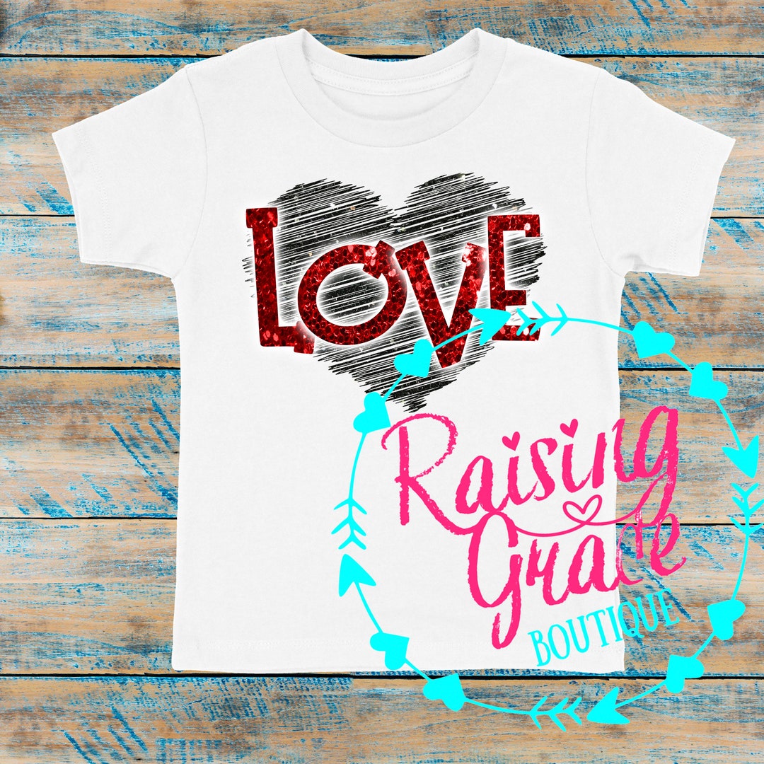 LOVE Scribble Heart Sublimation Tee - Etsy