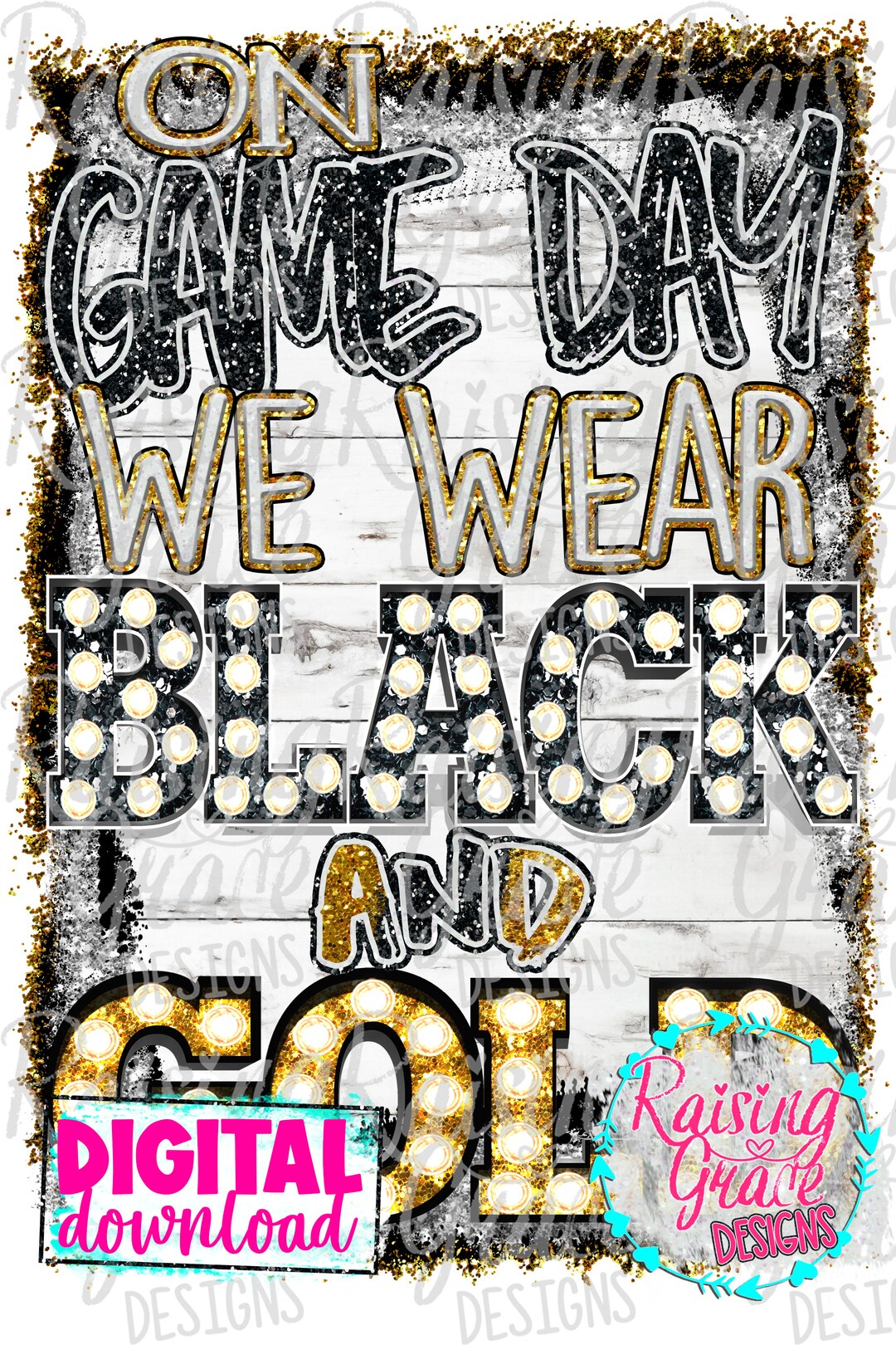 Game Day Black and Gold Marquee Design (digital Download) - Etsy