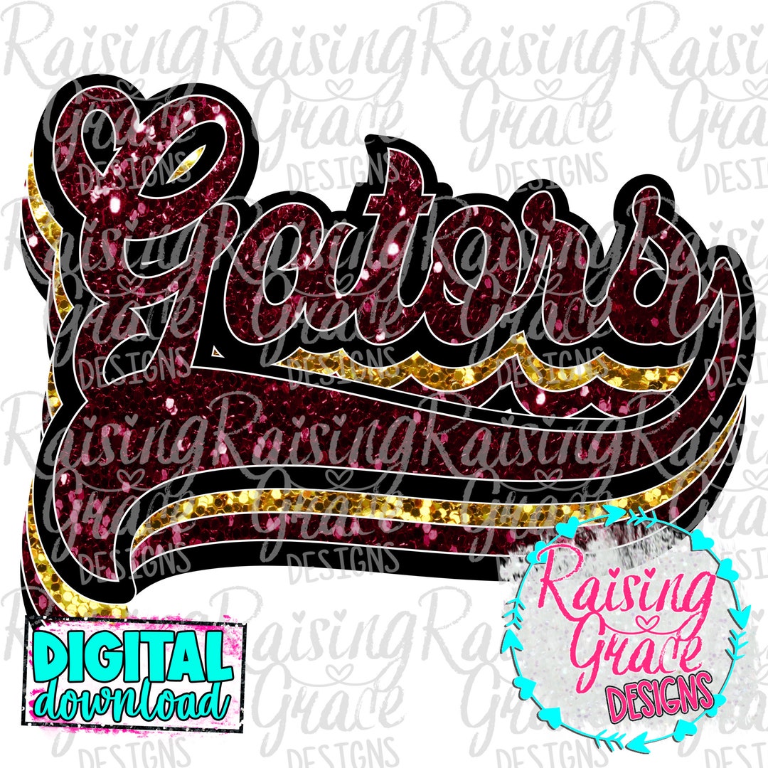 Gators Retro - Maroon and Gold Glitter - Sublimation Design - Digital ...