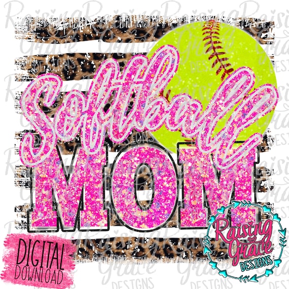 Softball Mom Cheetah Stripes Pink Sublimation Design | Etsy