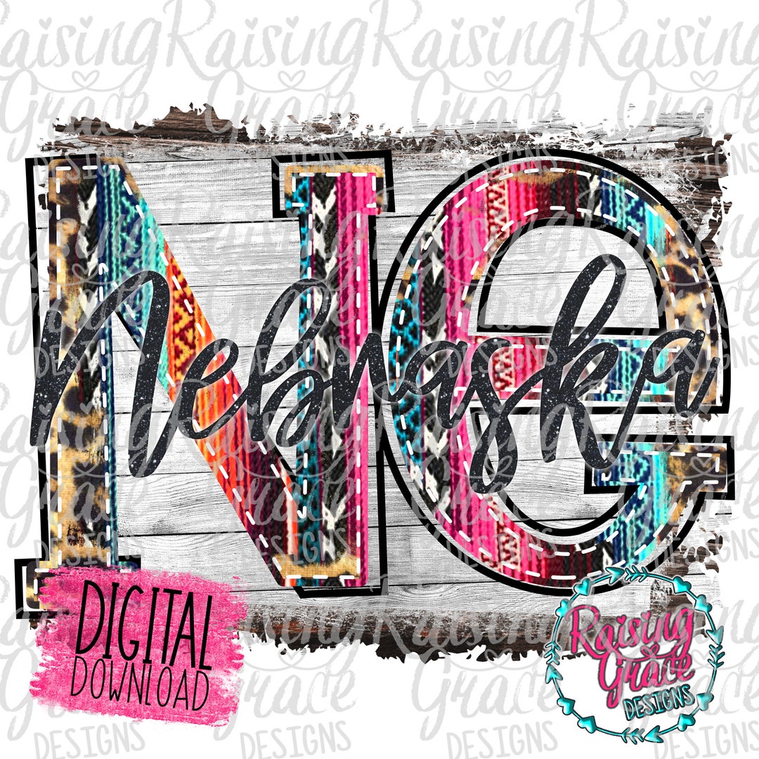 NE Nebraska Serape Stitched Letters State Sublimation - Etsy