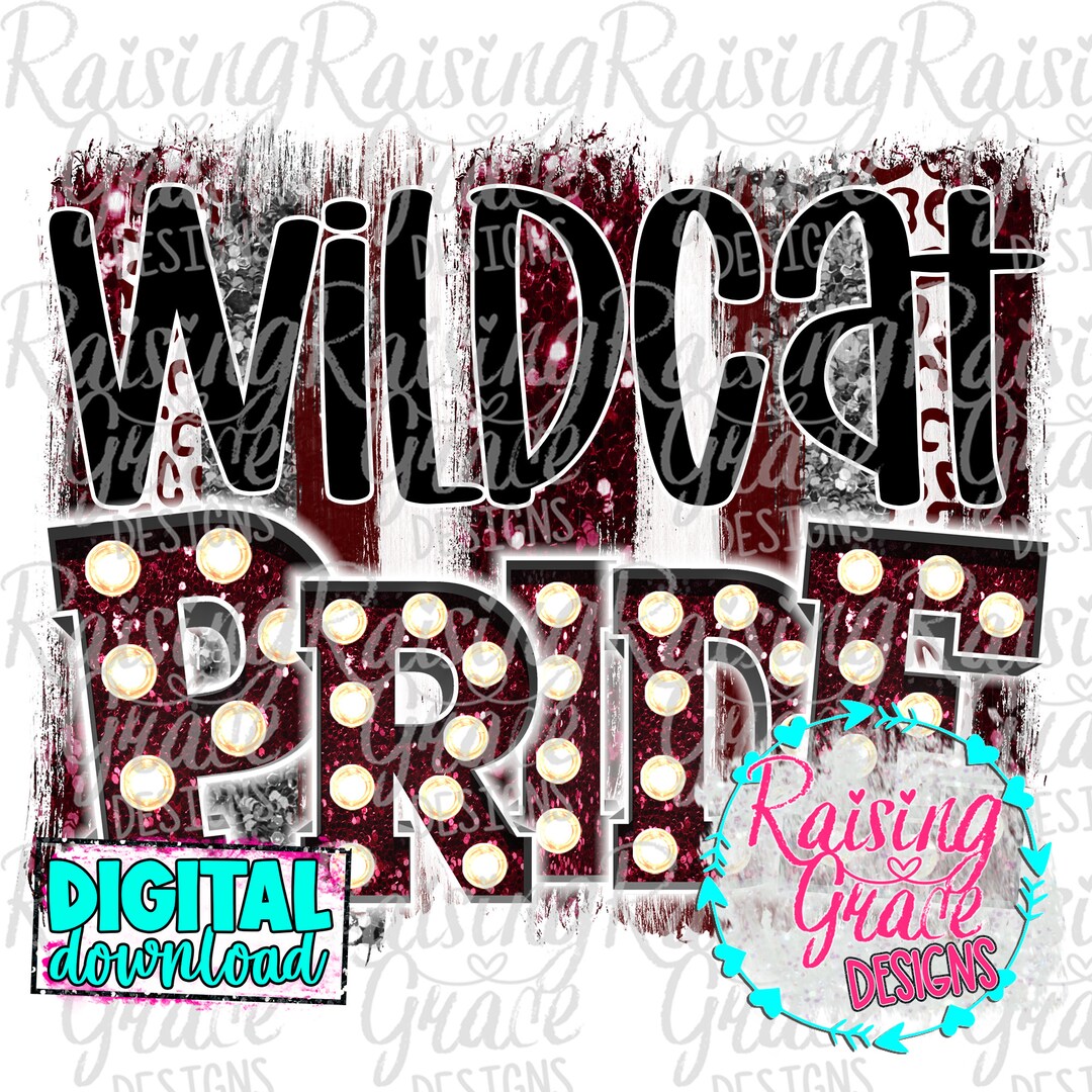 Wildcat Pride - Black and Maroon - Sublimation Design - Digital ...