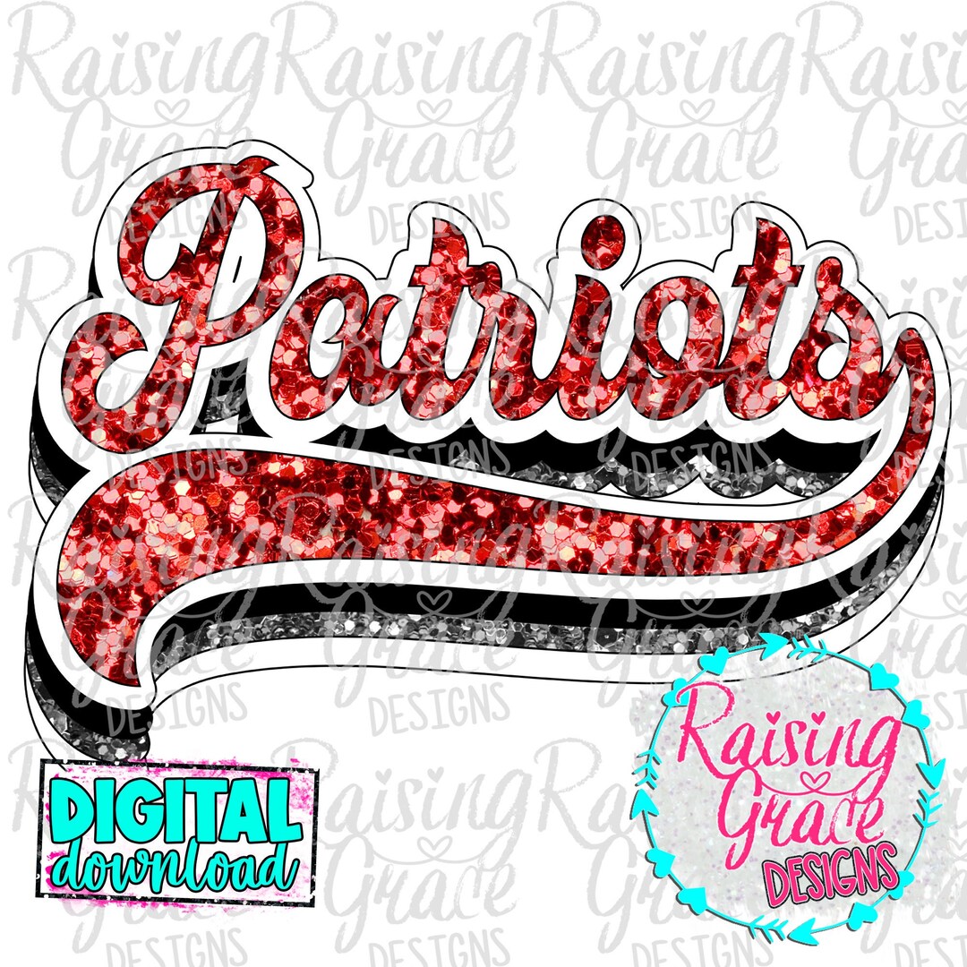 Patriots Retro Red Glitter / White / Black / Silver Glitter Sublimation ...