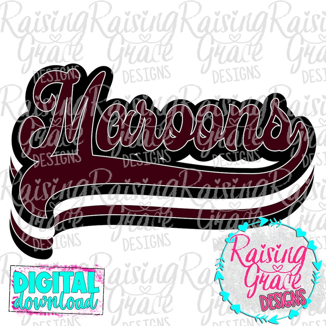 Maroons Retro - Maroon / Black / White - Sublimation Design - Digital ...