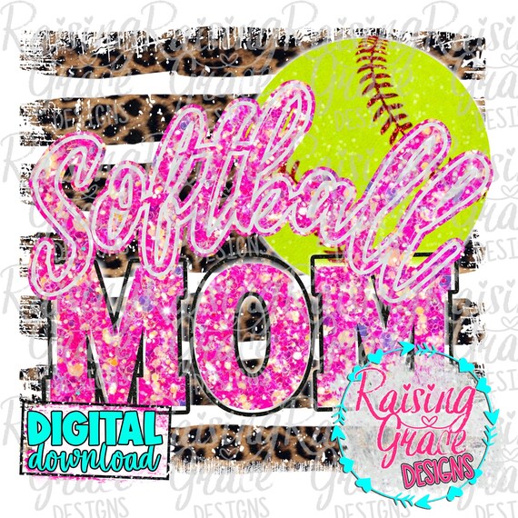 Softball Mom Cheetah Stripes Pink Glitter Sublimation - Etsy