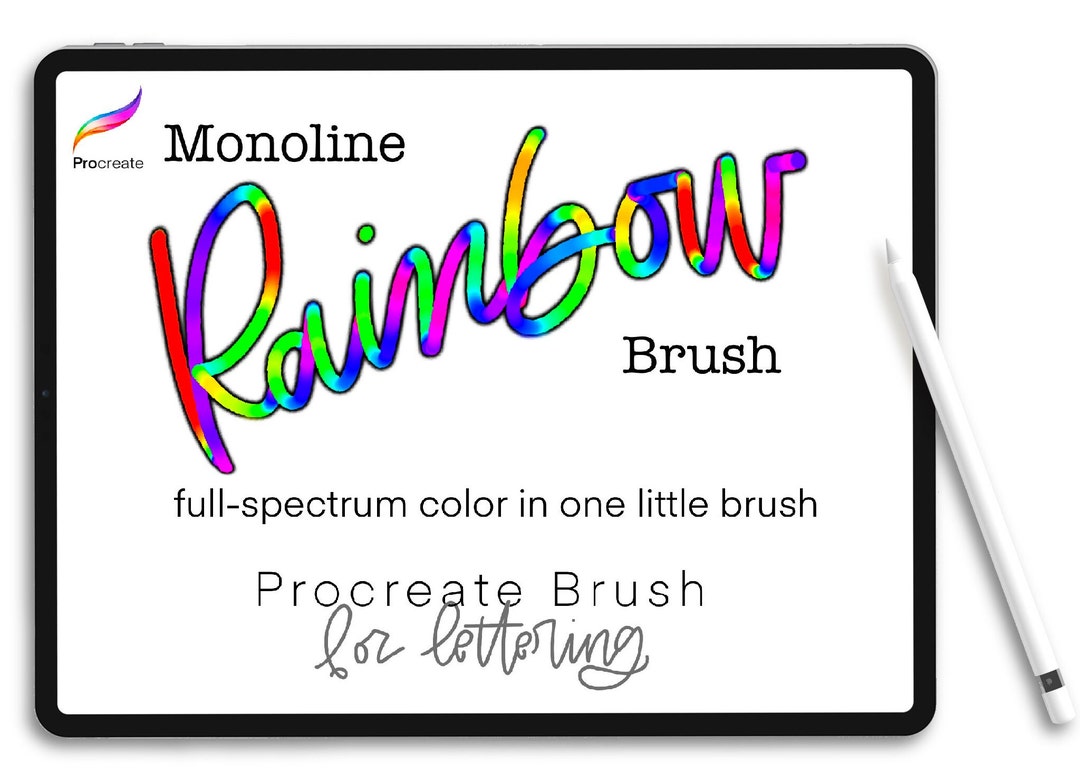 Monoline Rainbow Procreate Brush, Color-changing Digital Art Brush ...