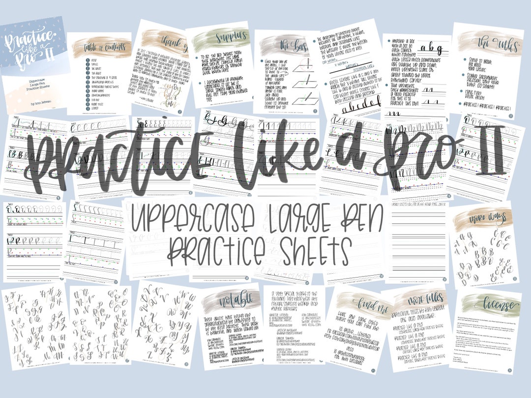 Practice Like a Pro II, Large-pen Uppercase Practice, Hand Lettering ...