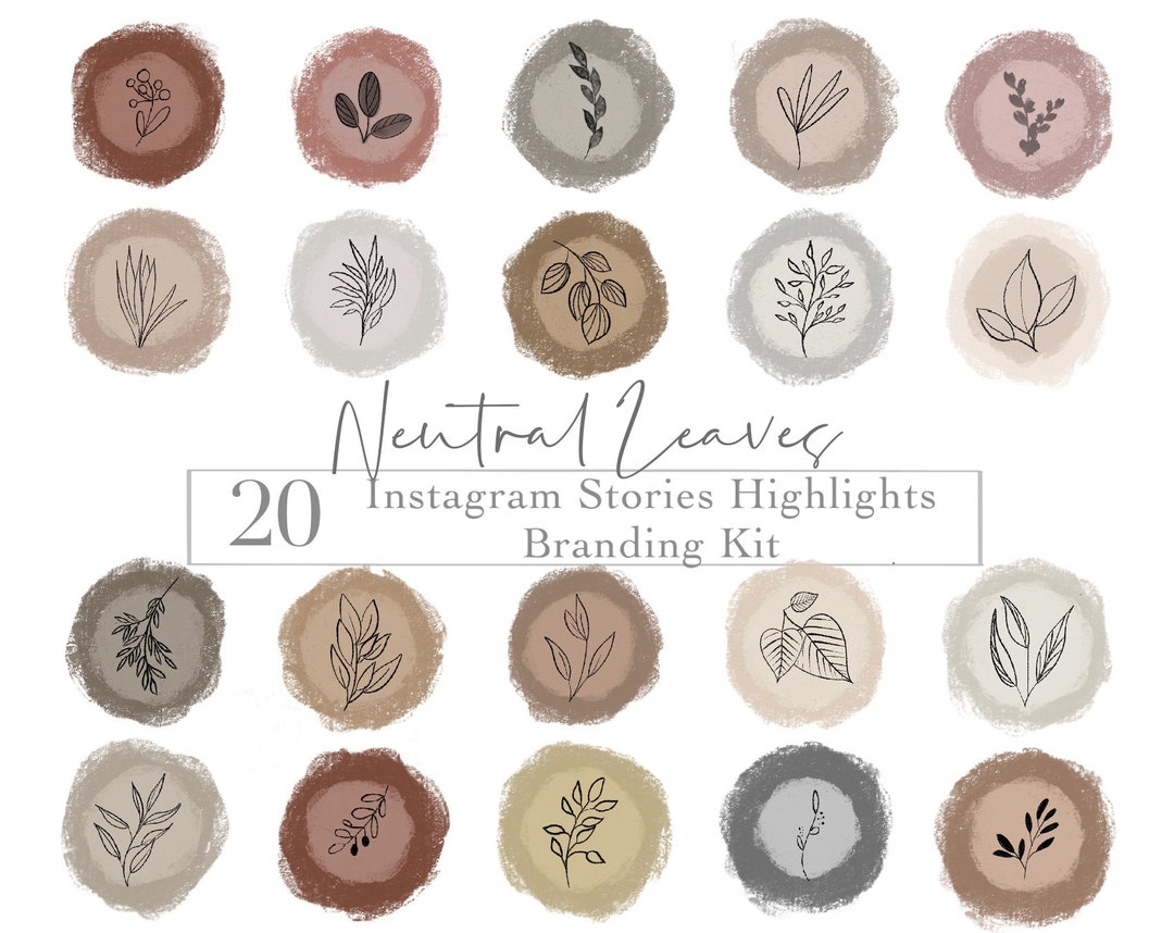 Neutral Leaves Instagram Stories Highlights Button Branding Kit ...