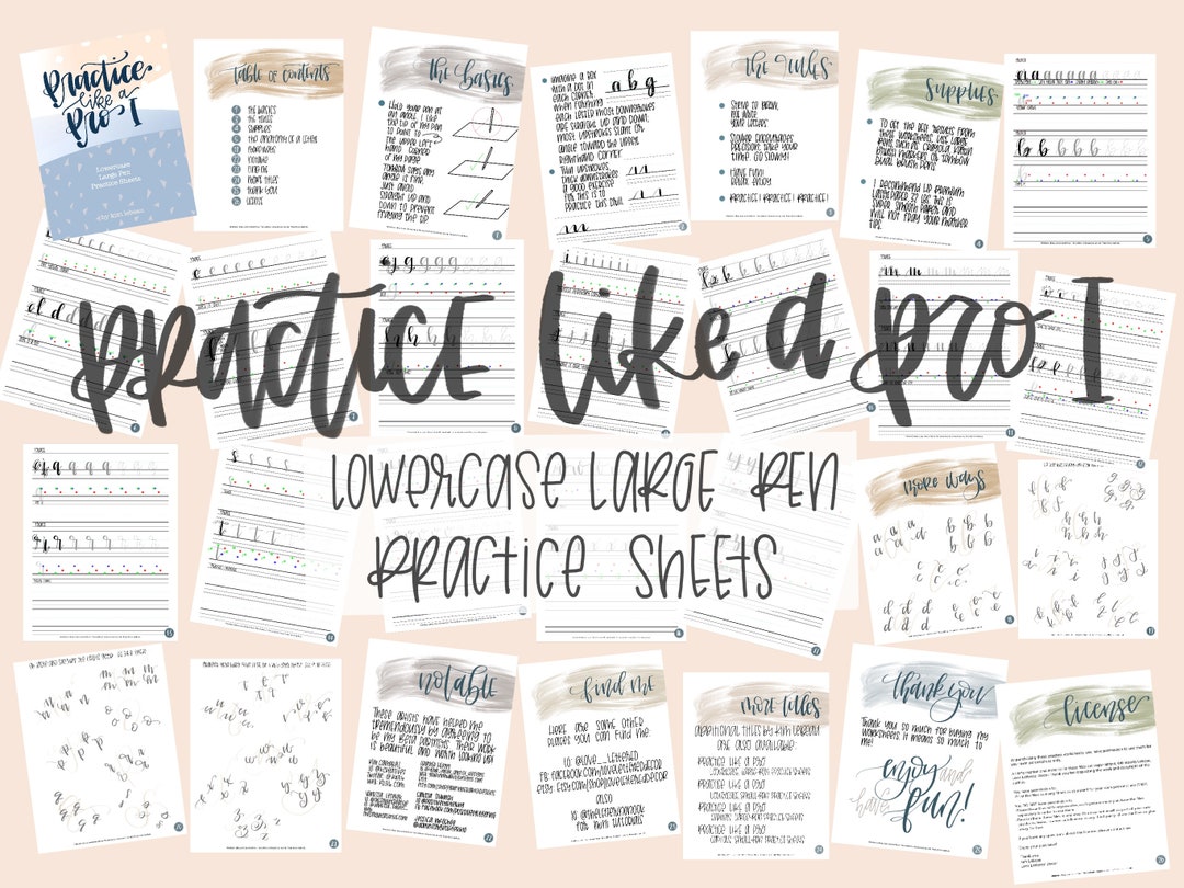 Practice Like a Pro I, Large-pen Lowercase Practice, Hand Lettering ...