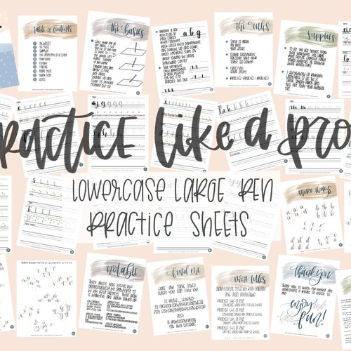 Simple Beginner Hand Lettering Practice Sheets Lowercase - Etsy
