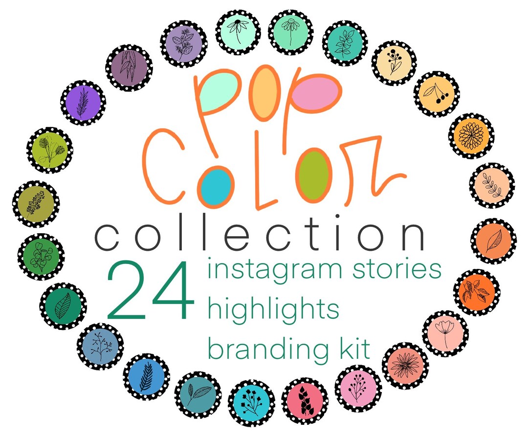 Instagram Stories Highlights Button Branding Kit, Color Pop IG ...