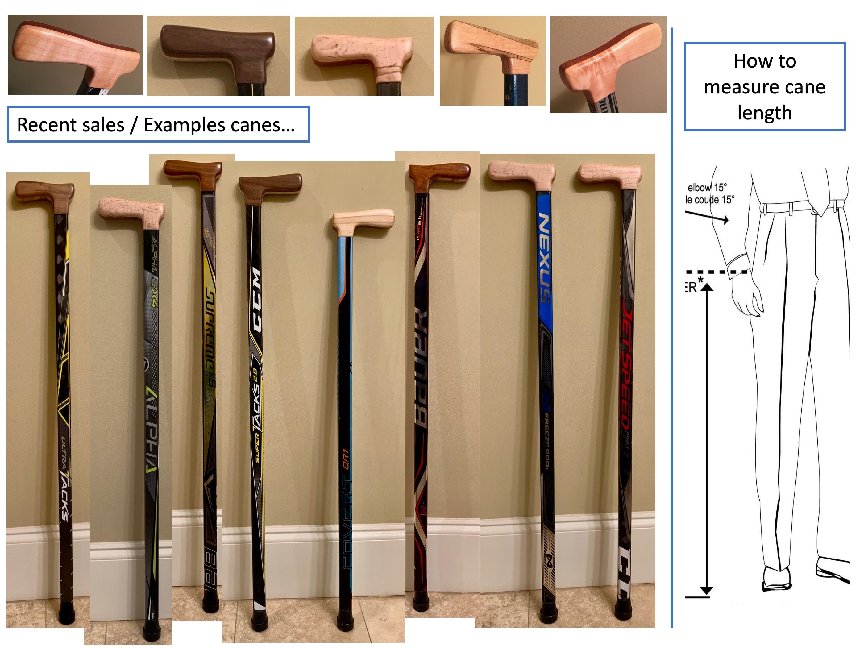 Hockey Stick Cane With Handle Choice: Warrior, Bauer, or Ccms available ...