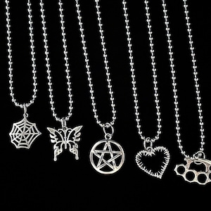 Mall Goth Chain Necklaces | Handmade Jewelry | Pentagram Butterfly ...