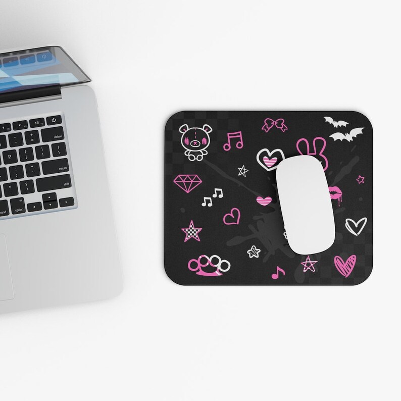 Emo Scribbles Mouse Pad | Aesthetic Gamer Desk Setup | Pink Black Y2k ...